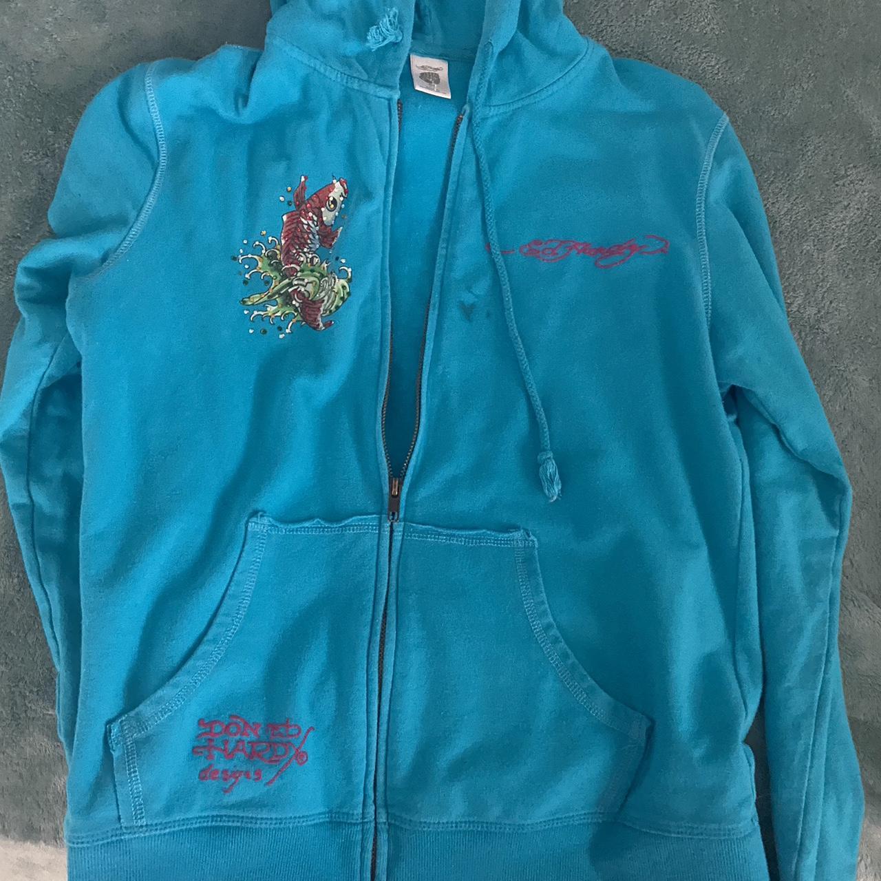 blue ed hardy jacket it does have a Stain in the front - Depop