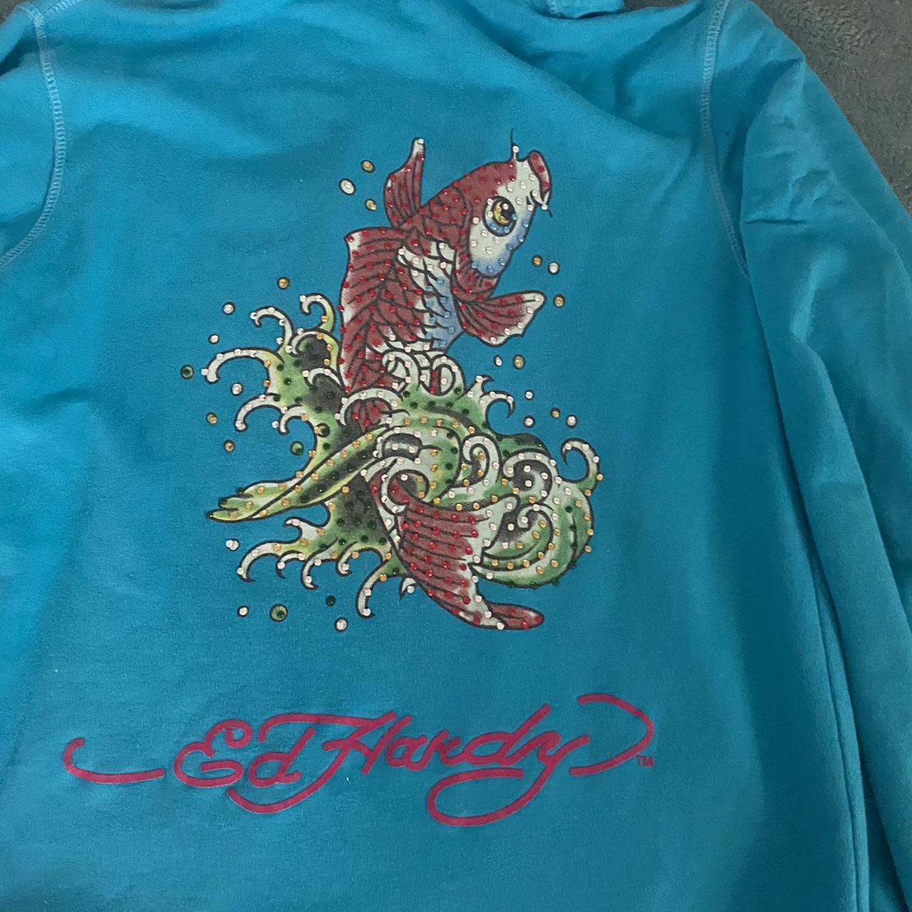 blue ed hardy jacket it does have a Stain in the front - Depop