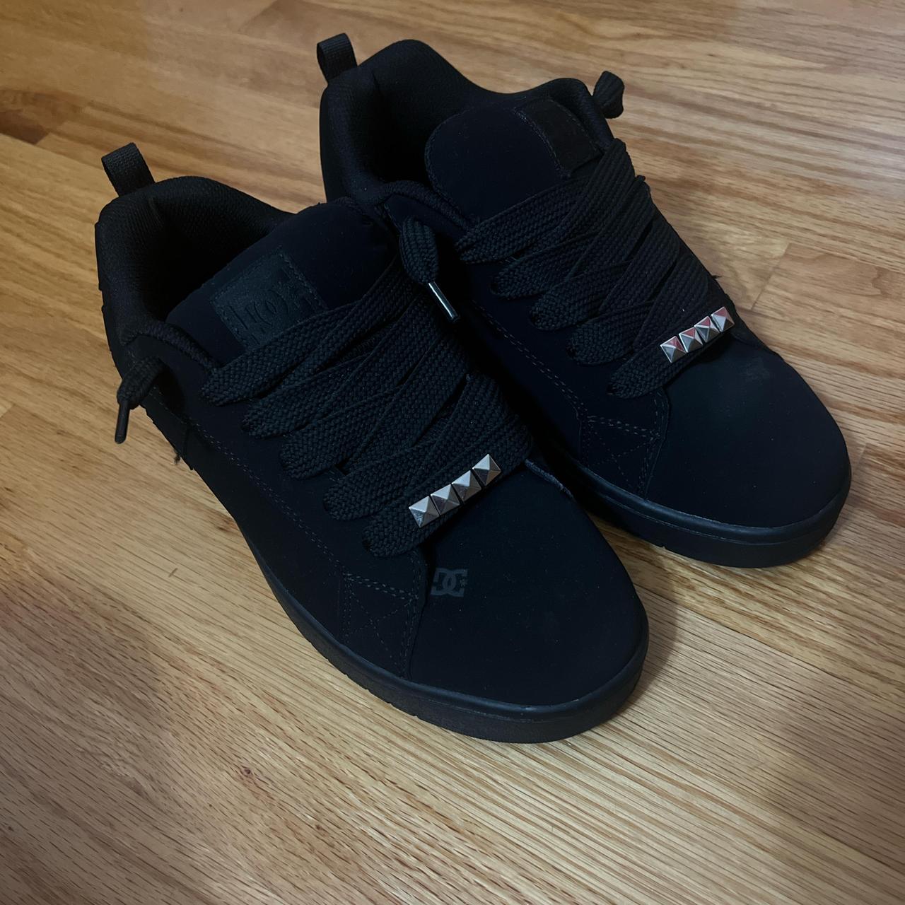Dc shoes black with studs and thick laces custom... | Depop