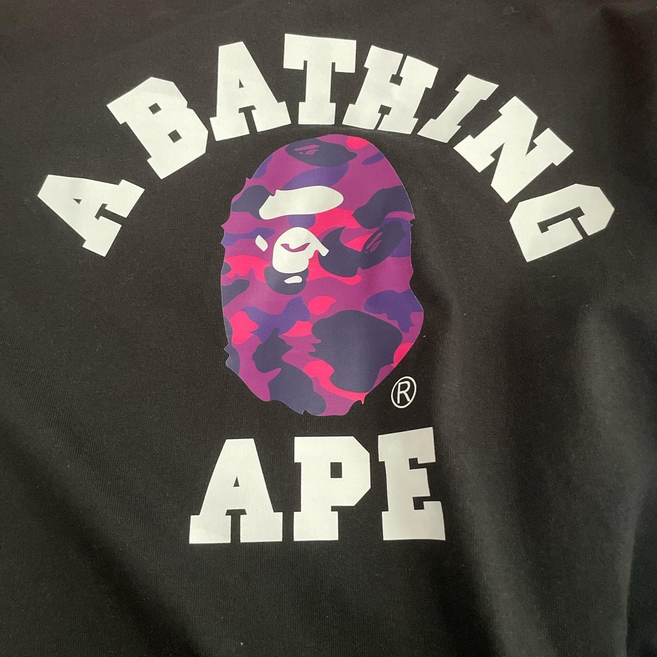 MEDIUM PURPLE AND PINK BATHING APE SHIRT - Depop