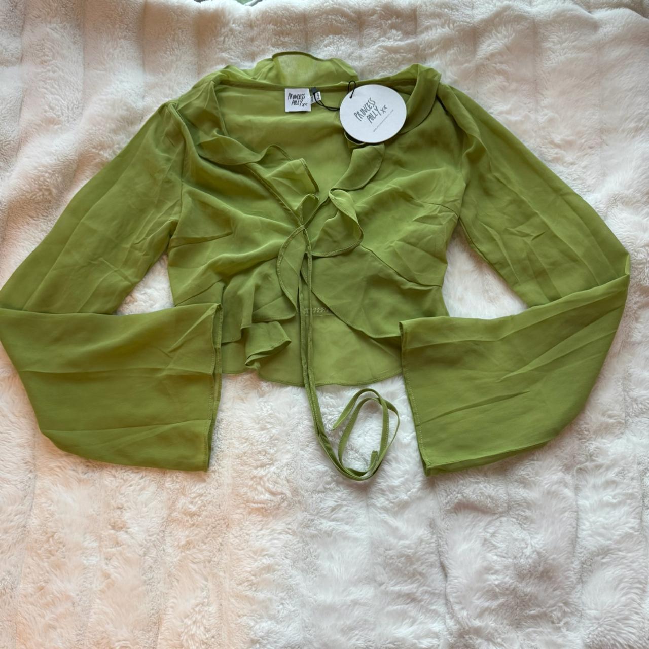 Princess Polly Green Front Tie Top never been... - Depop