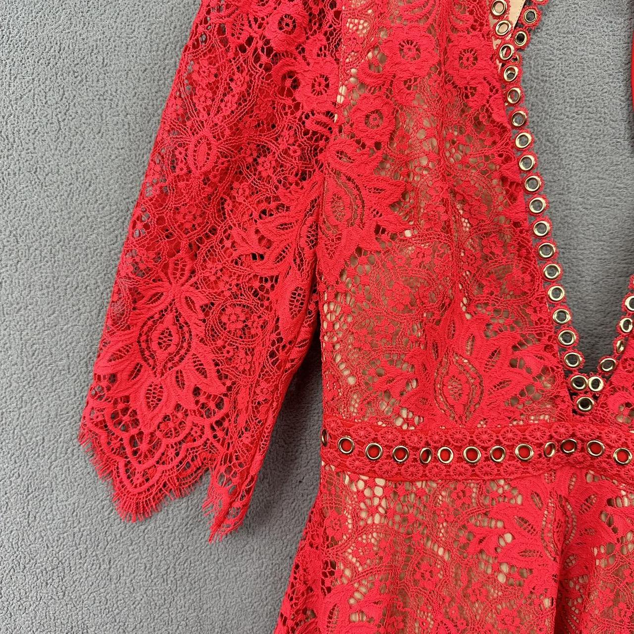 Adorable, red lace mini dress by majorelle. Sold out... - Depop