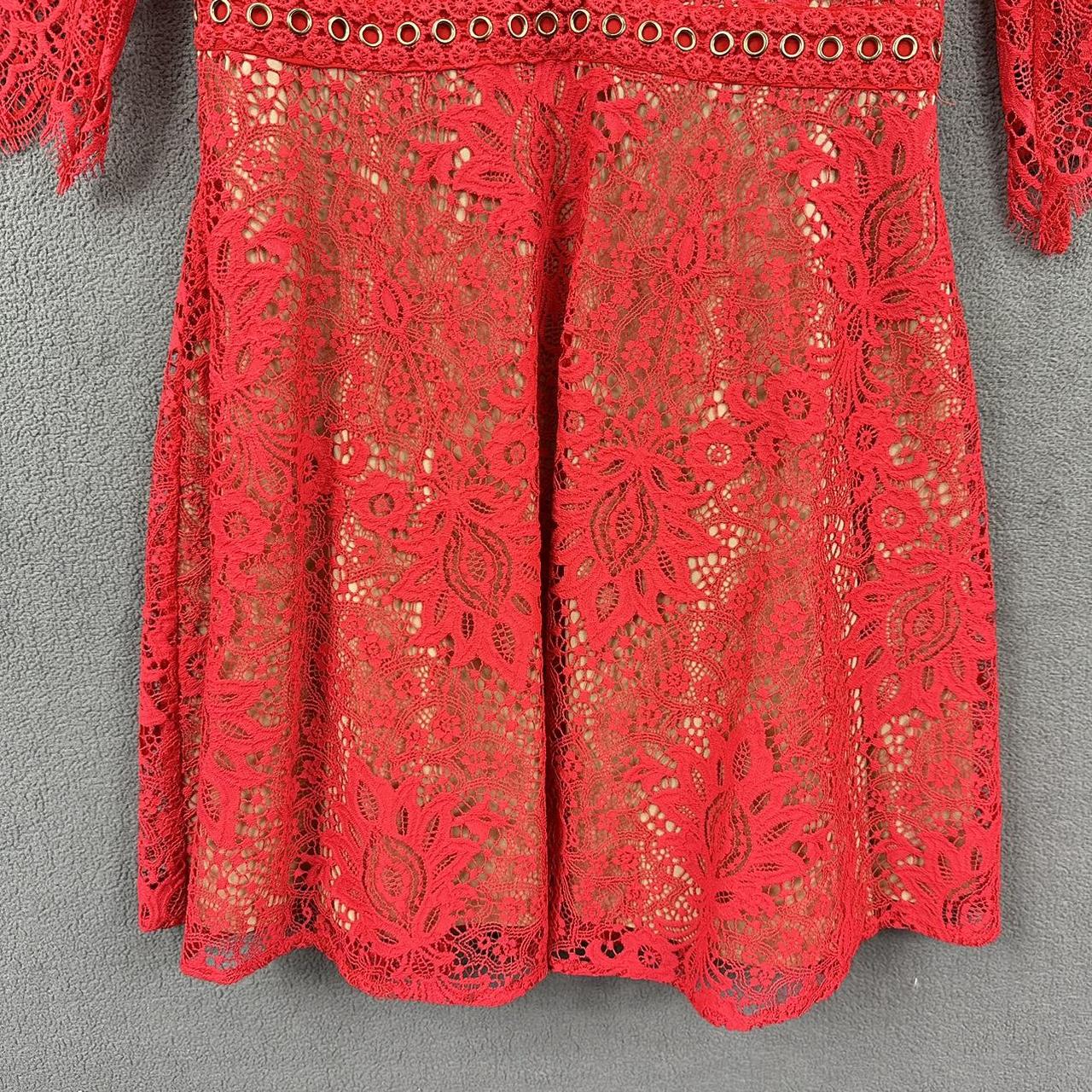 Adorable, red lace mini dress by majorelle. Sold out... - Depop