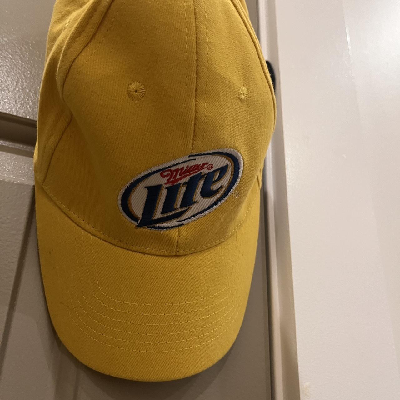 Yellow Miller Lite Beer Hat - Depop