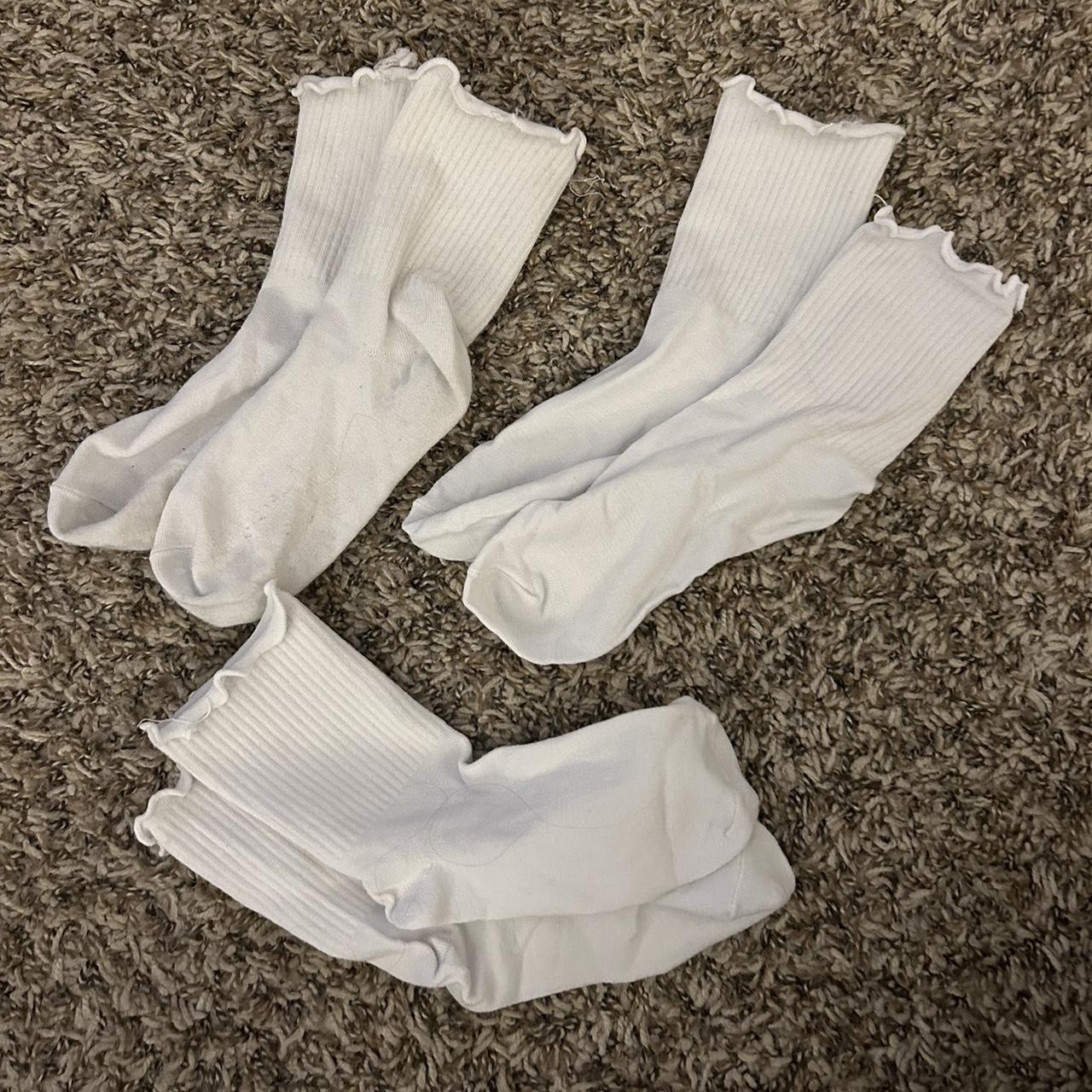 White ruffle socks bundle #sockbundle - Depop