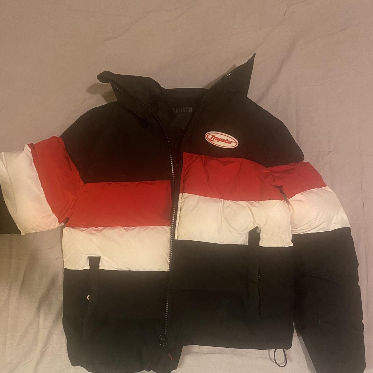 TRAPSTAR HYPERDRIVE PUFFER JACKET - BLACK / RED / WHITE - Depop