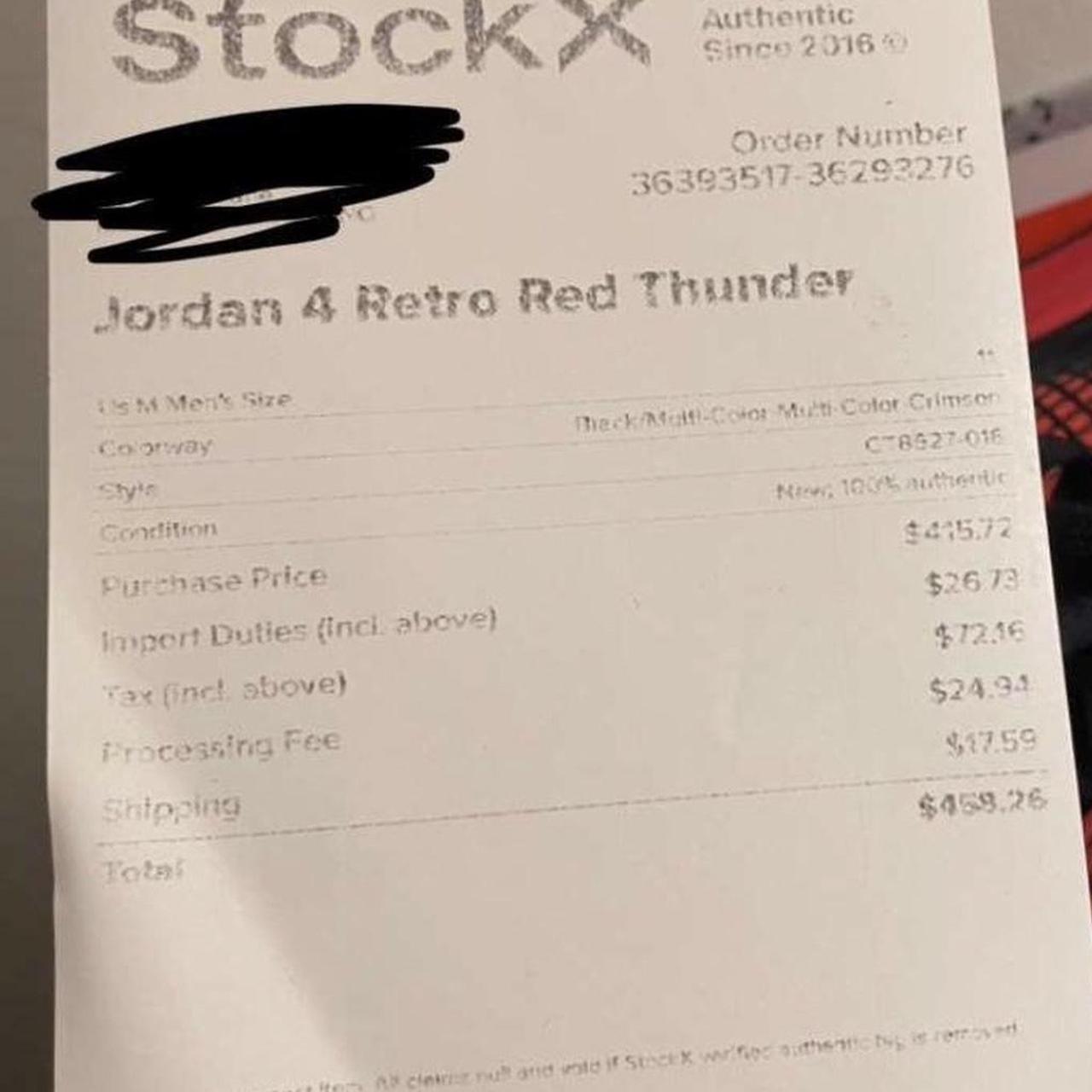Jordan 4 red thunder size 9 message I have the receipt - Depop