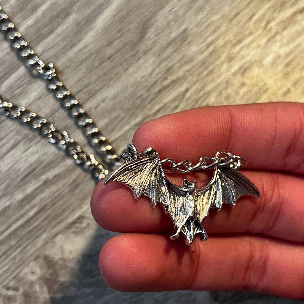 Y2K/grunge/gothic Opium Bat Necklace Length-... - Depop