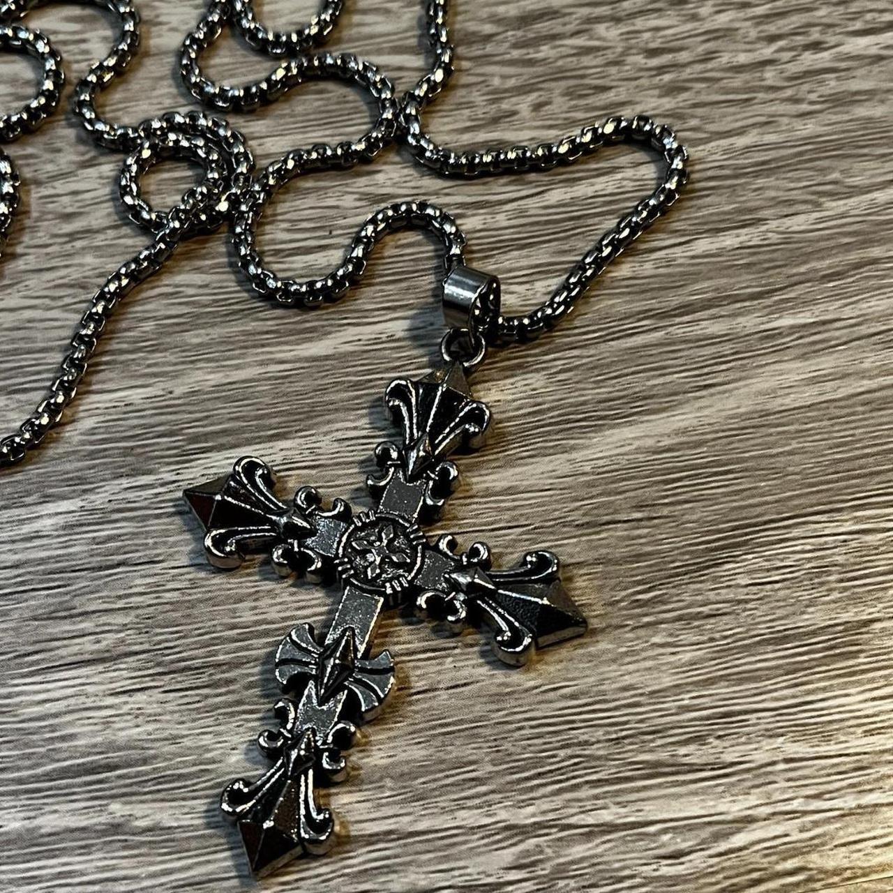 Gothic/grunge Stainless steel cross necklace piece... - Depop