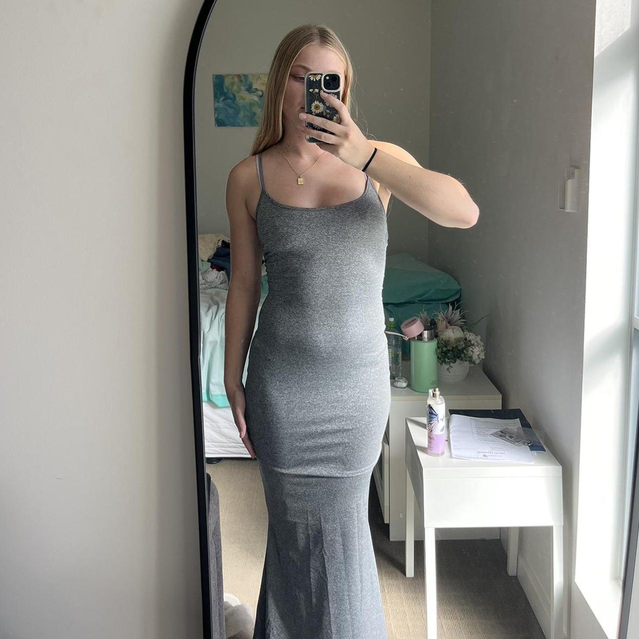 skims dupe from amazon grey bodycon maxi dress size... - Depop