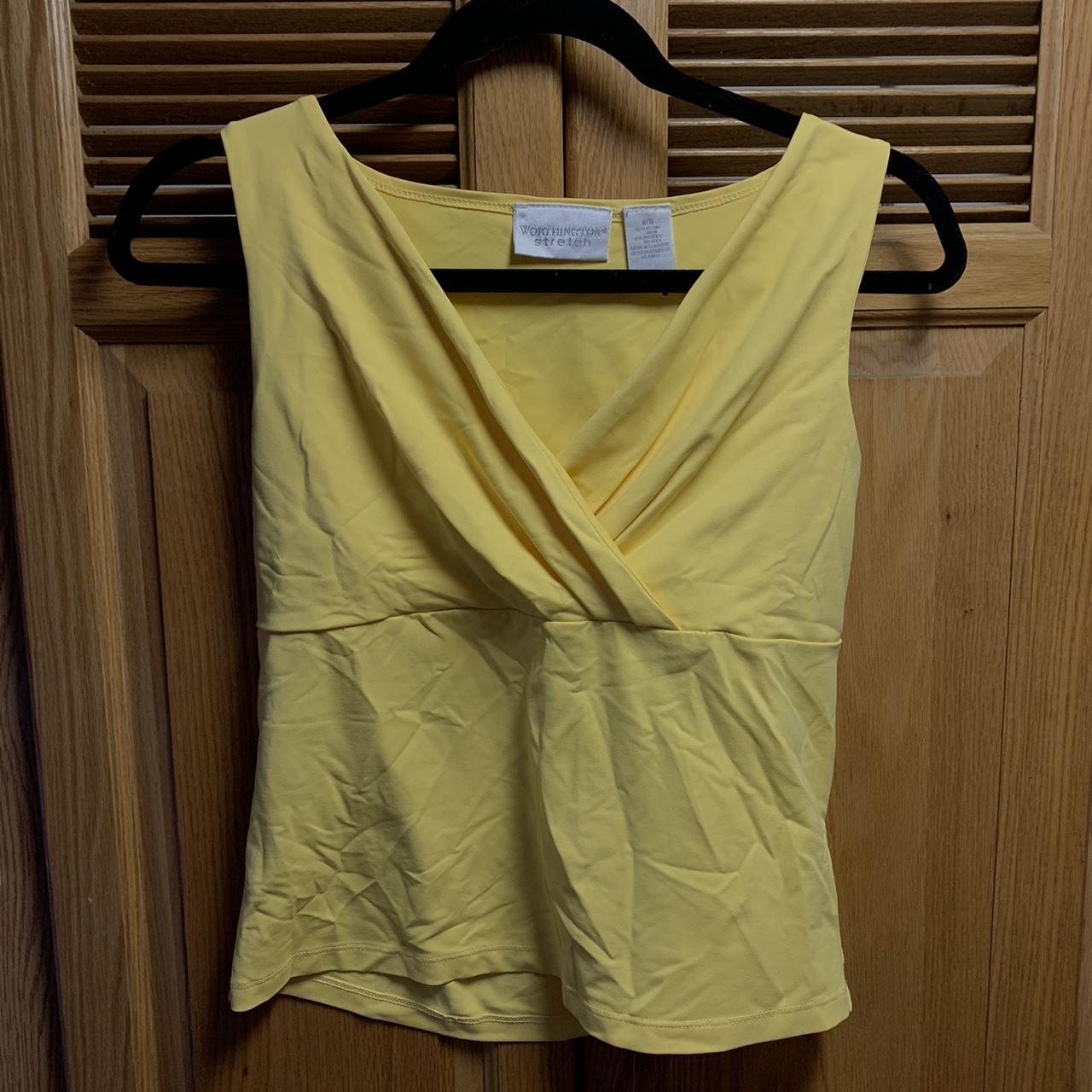 Worthington Stretch Yellow Top - Depop