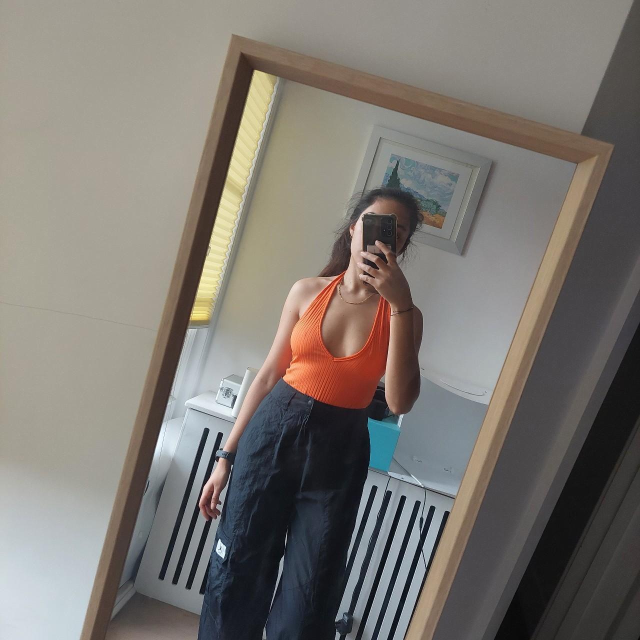 Nasty Gal Orange Halterneck Plunge Bodysuit New Depop