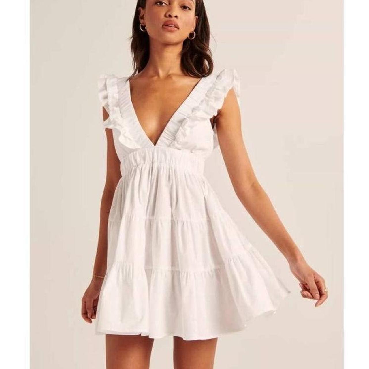 Abercrombie White Ruffle Mini Dress - Depop