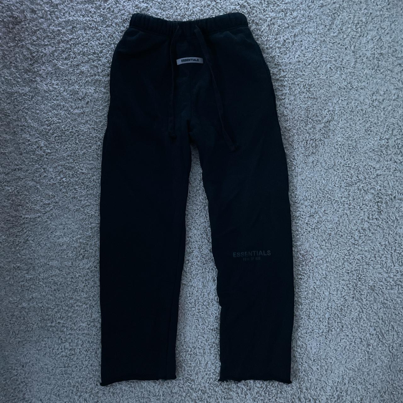 Uncuffed Black Fear of God Essentials sweatpants. Dm... | Depop