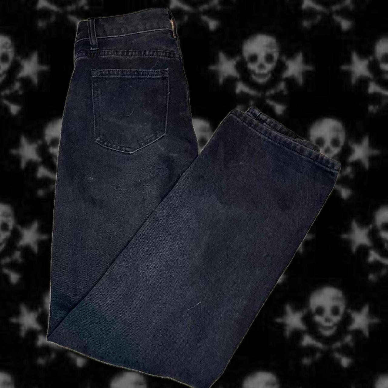 Black wide leg ripped jeans #goth #grunge - Depop