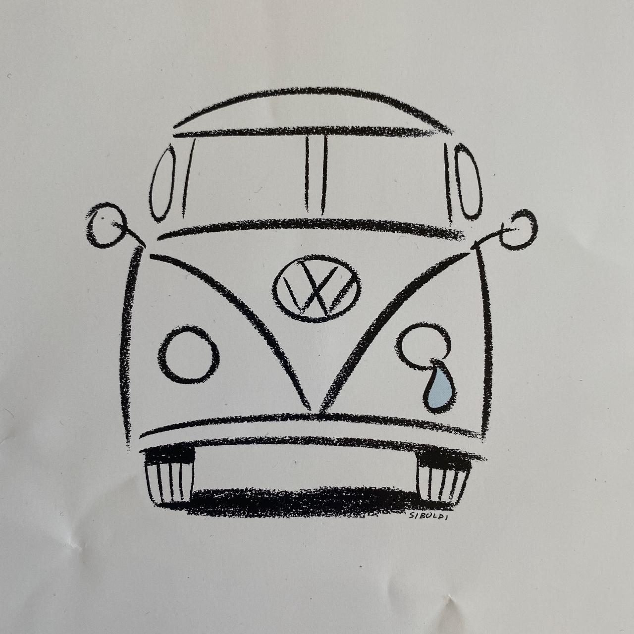 Jerry Garcia crying VW Bus Print Siboldi Tribute... - Depop