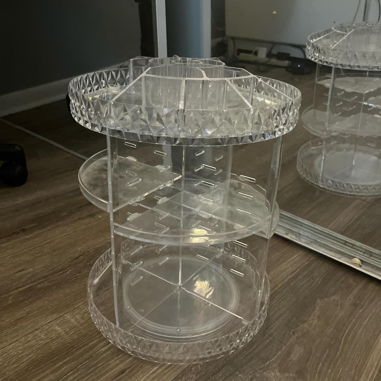 Clear circular display makeup stand with sections,... - Depop