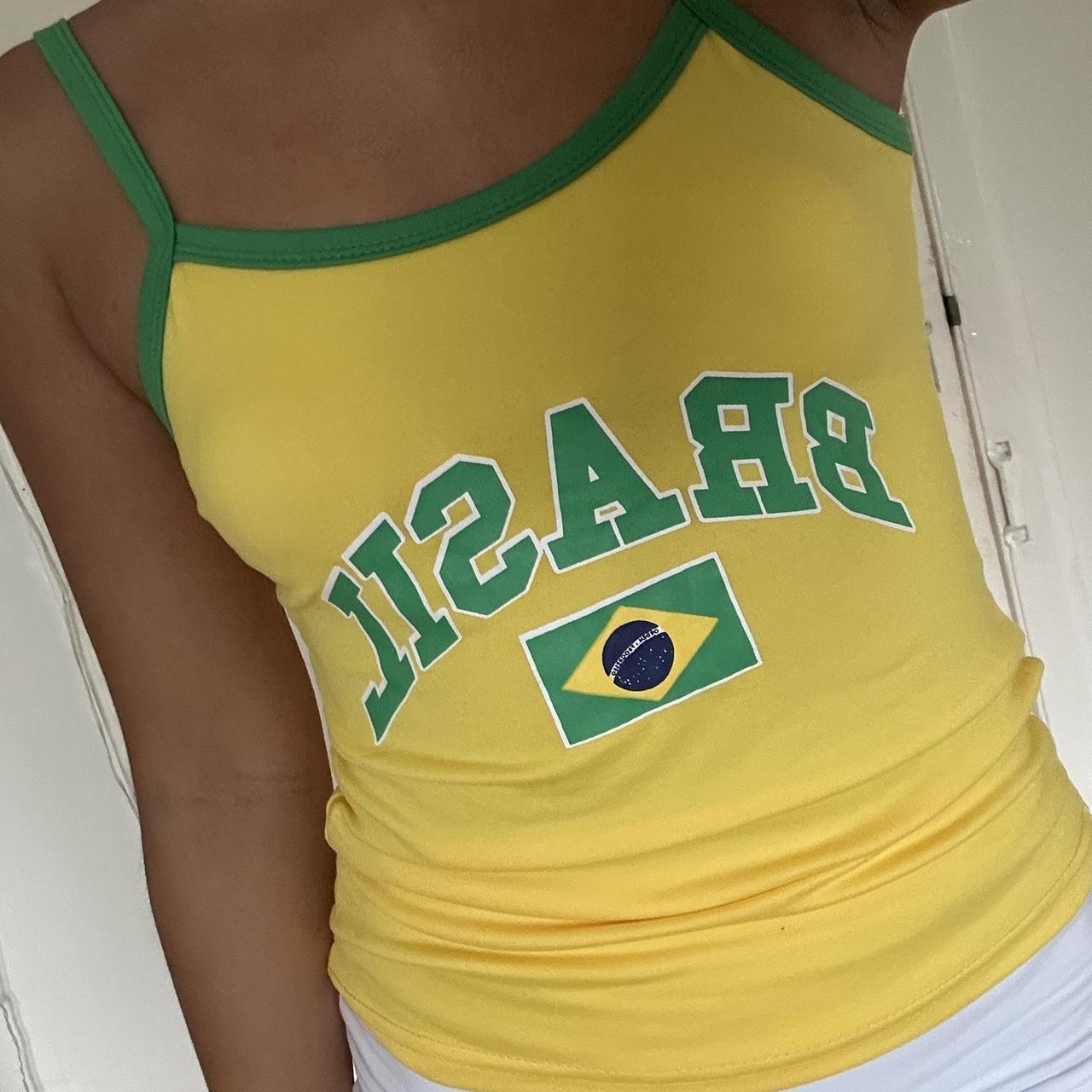 - green and yellow brasil tank vest top - brand new - Depop