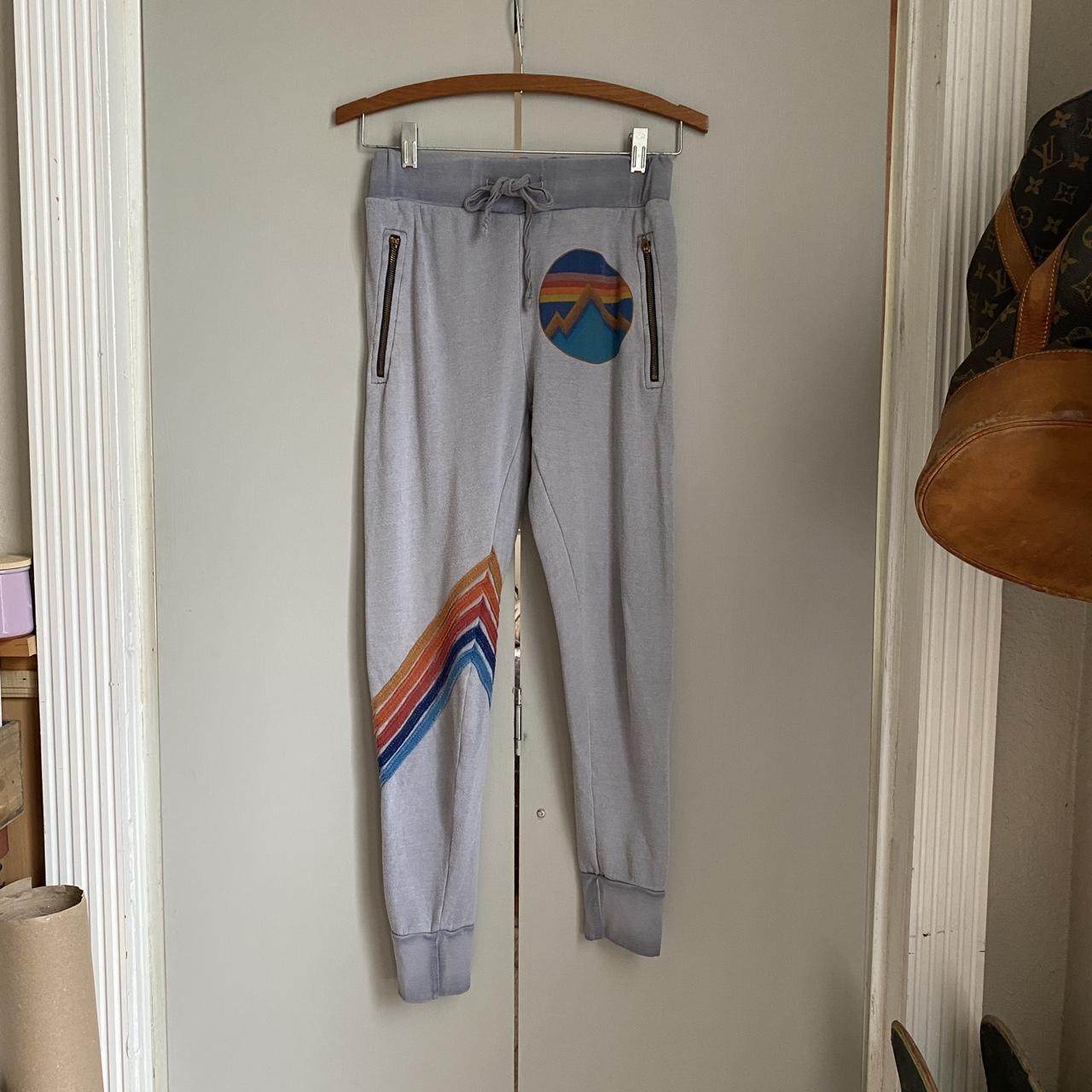 Aviator Nation Women's Blue and Grey Joggers-tracksuits | Depop