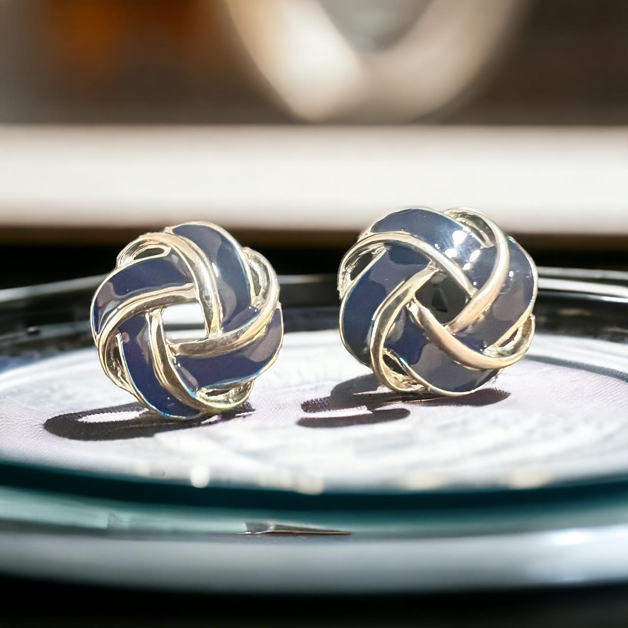 These stunning Silver and Navy Resin Love Knot... - Depop