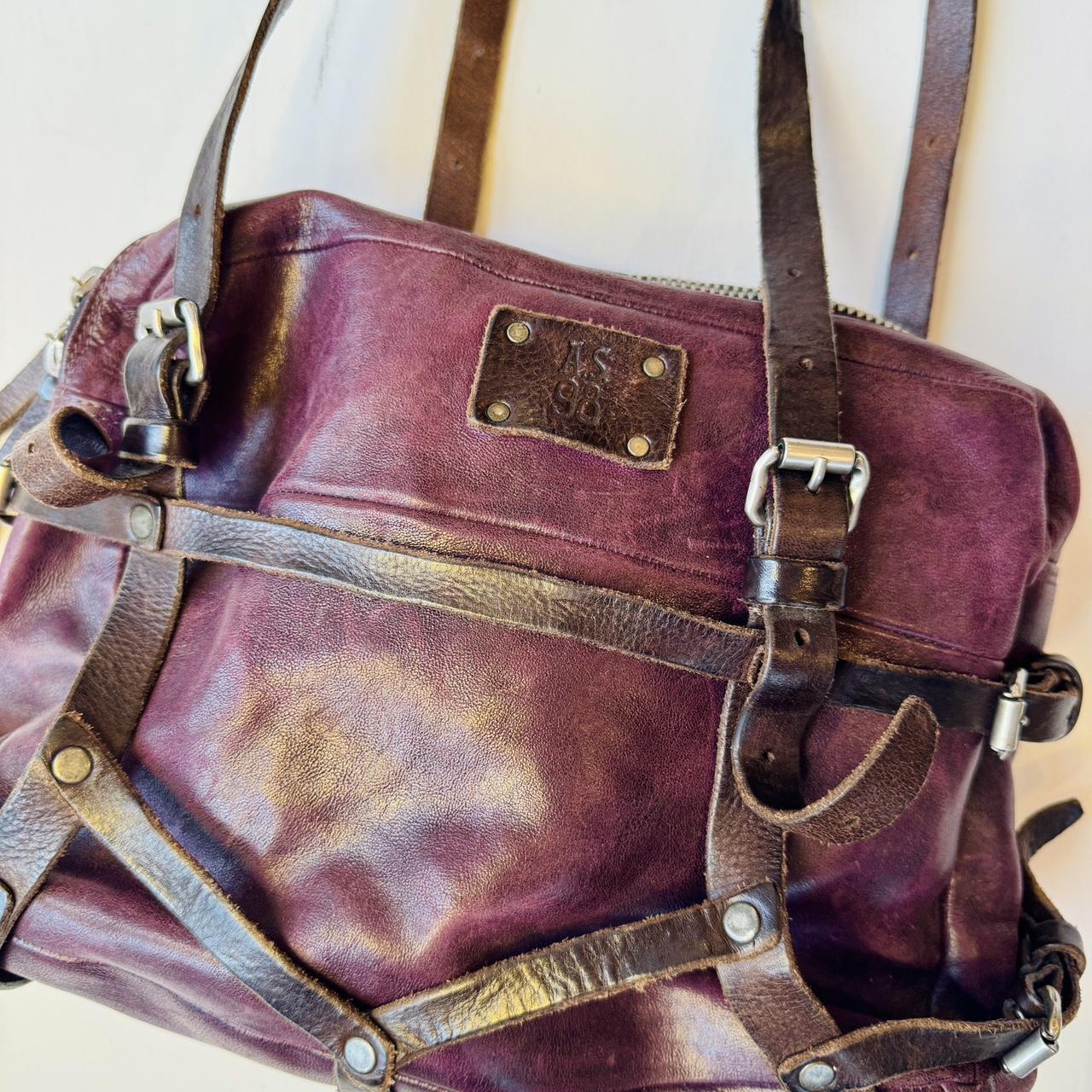 A.S. 98 Luxe Deep Purple Leather Satchel... - Depop