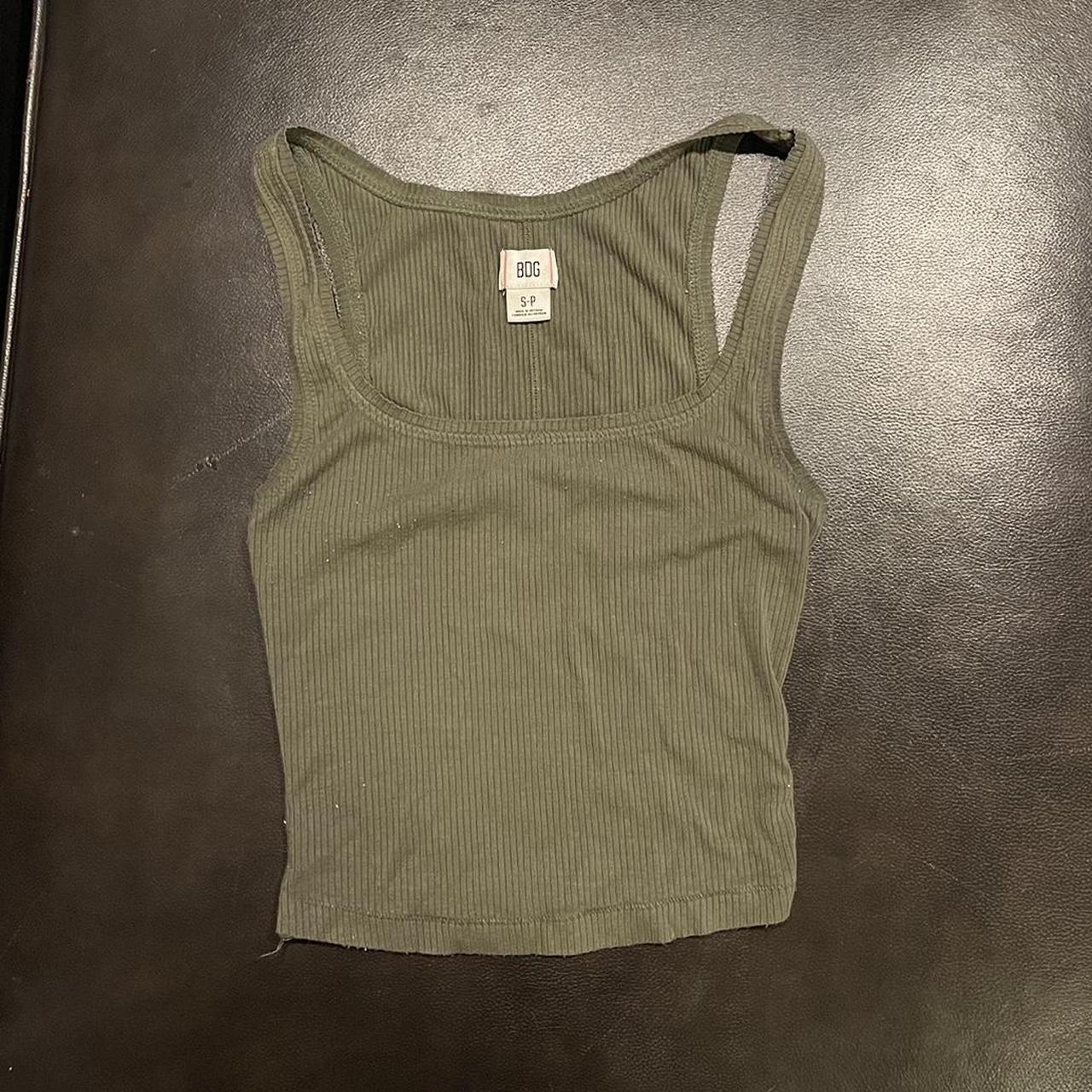 khaki green urban outfitters BDG ribbed tank top - Depop