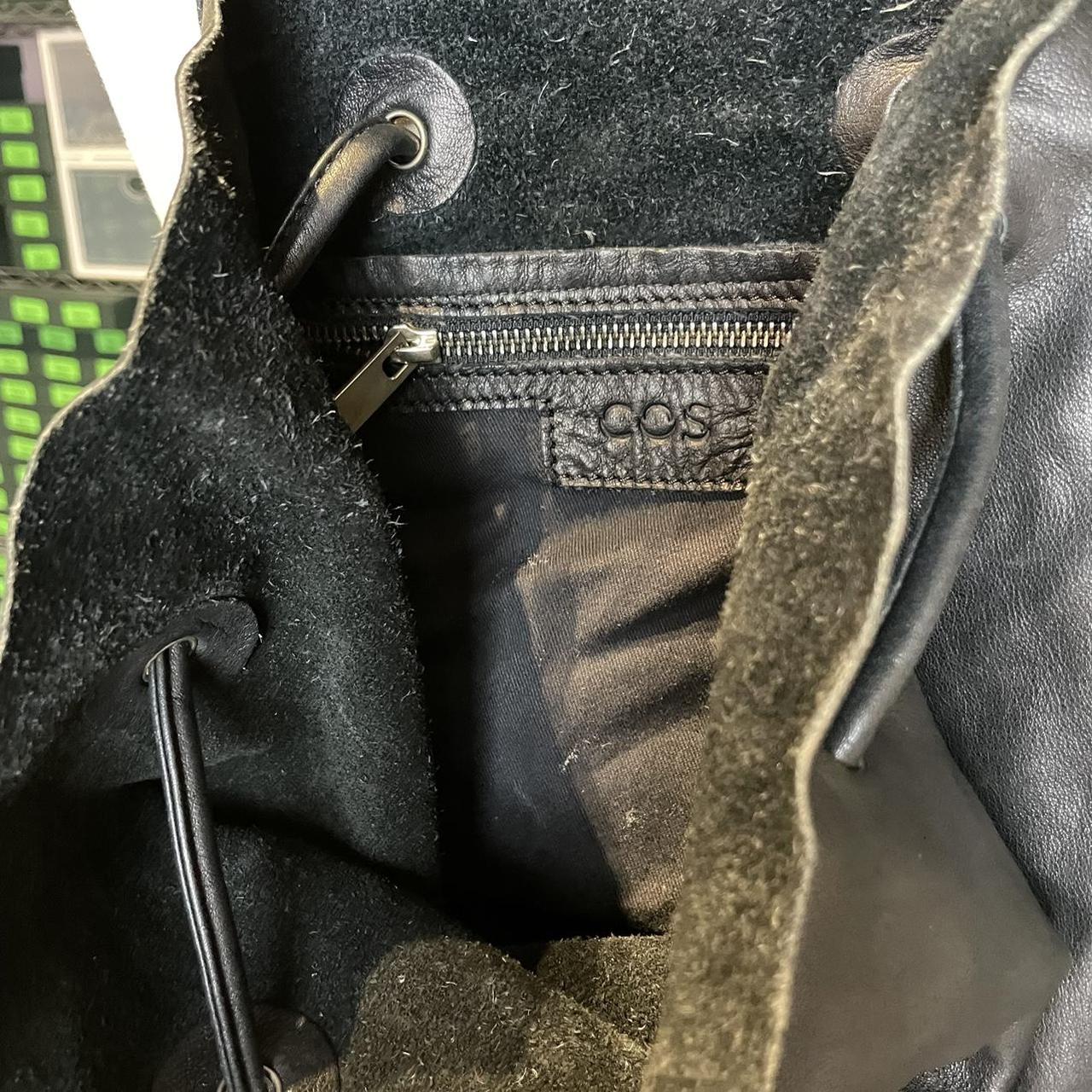 COS Soft Leather Backpack Black drawstring closure... - Depop