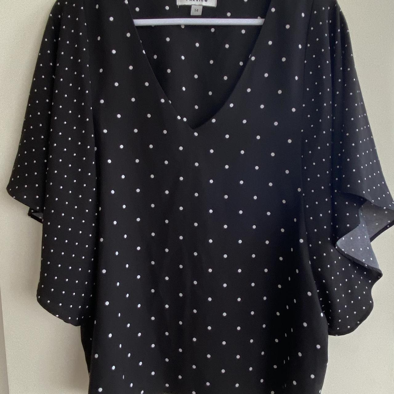 Preview Women's Top - Black & White Spots - Wing... - Depop