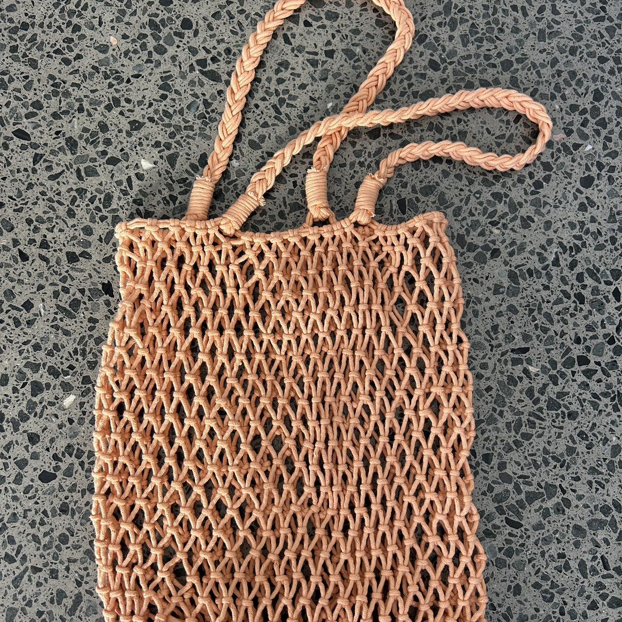 Orange rope bag so cute for markets and the beach!... | Depop