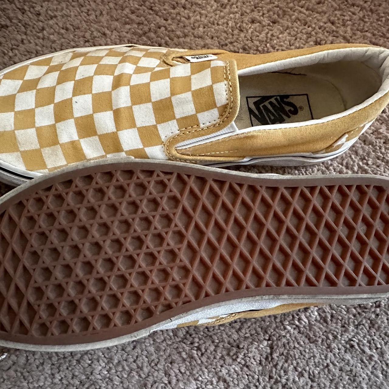Yellow checkered Vans Lightly worn, nothing that a... - Depop