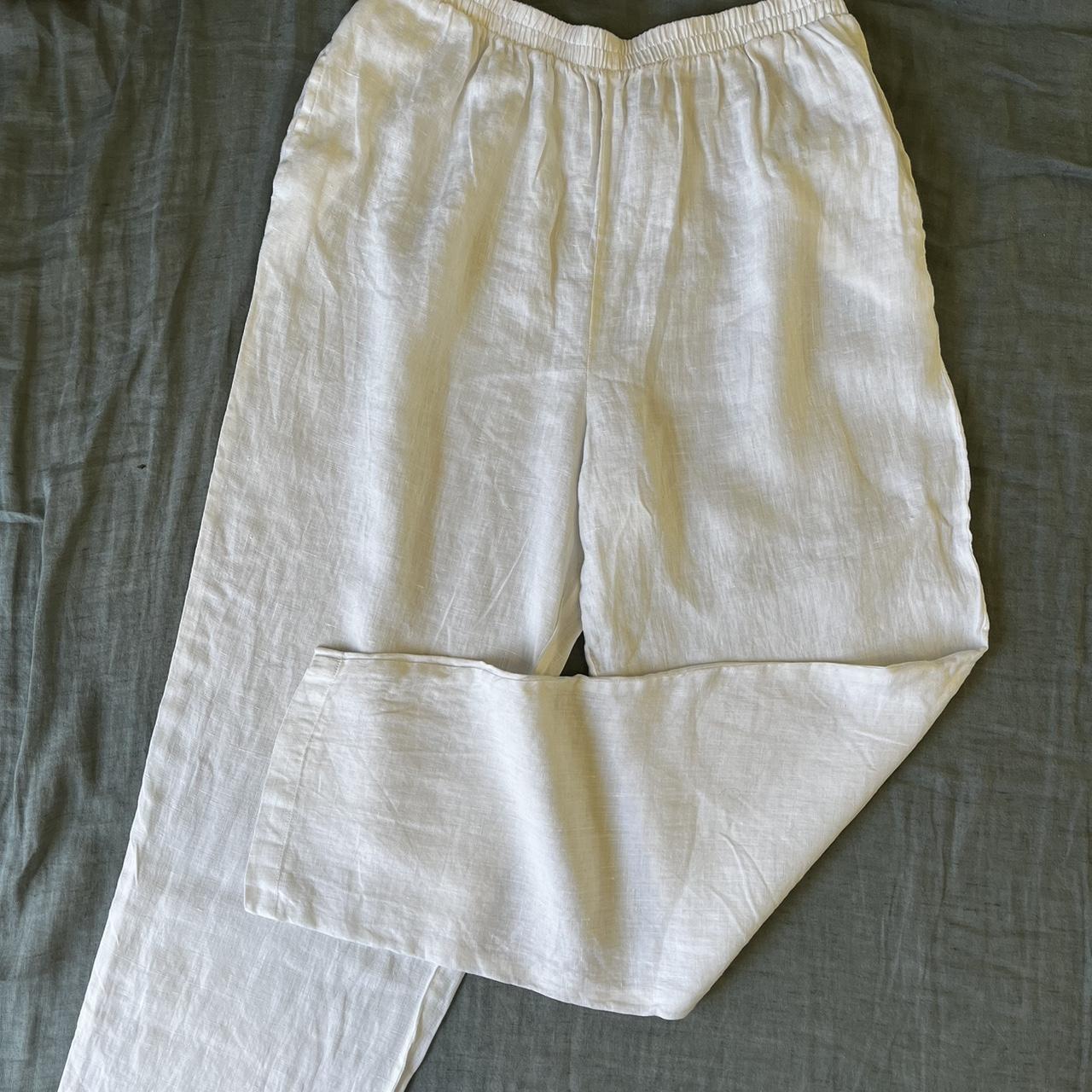 Vintage DAVID DART white 100% linen elastic... - Depop