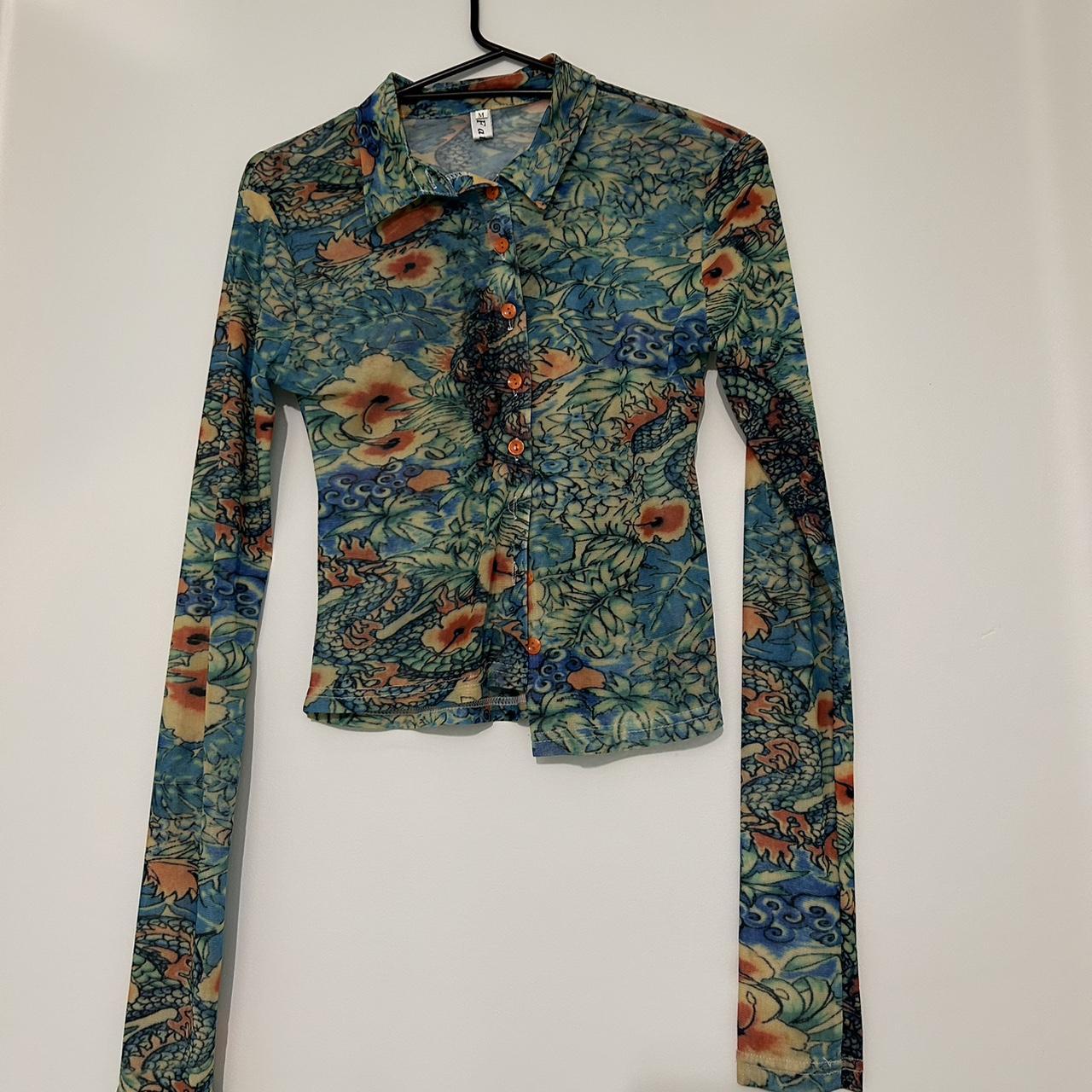 Sheer patterned top - Depop