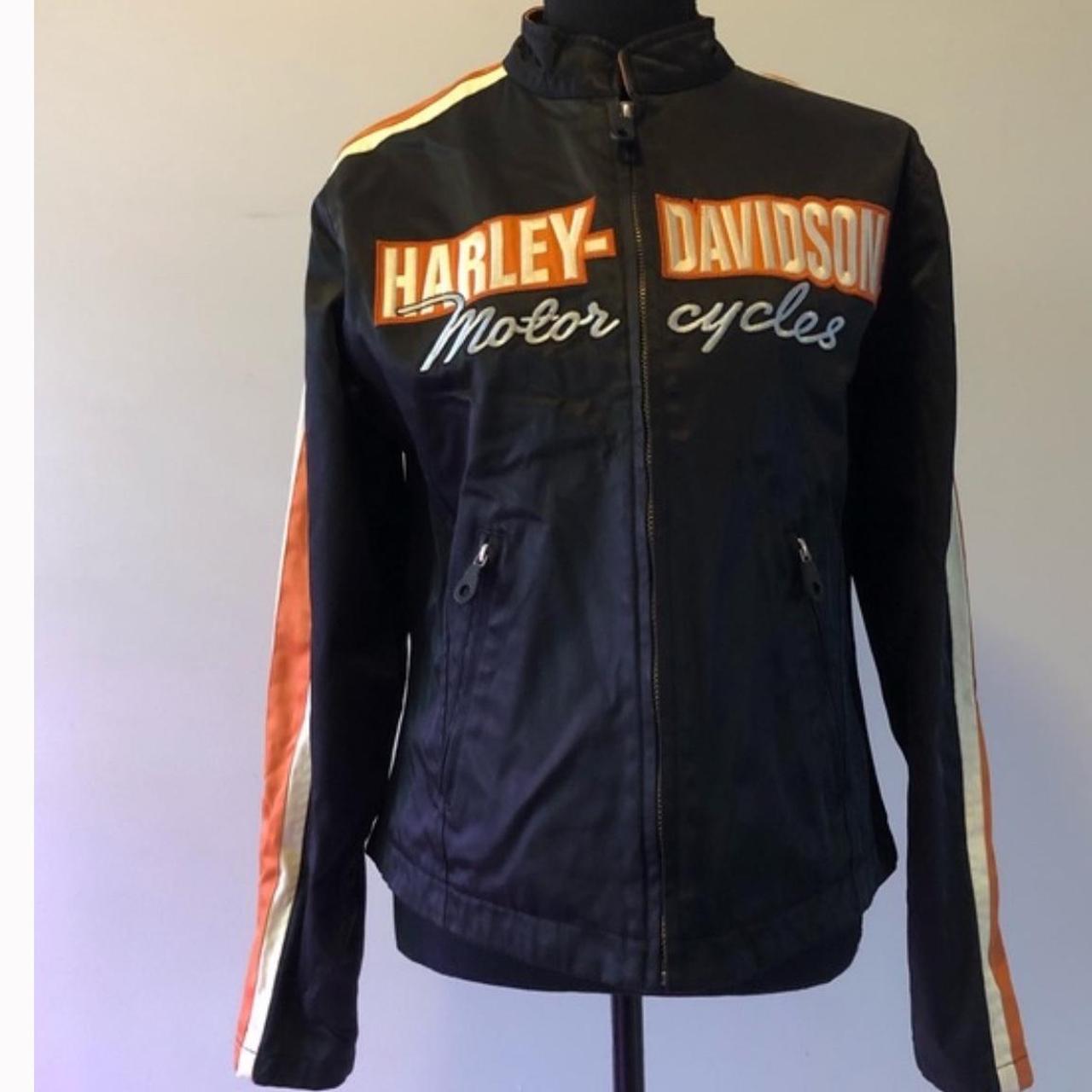 Women’s Vintage Harley-Davidson Black Orange riding... - Depop