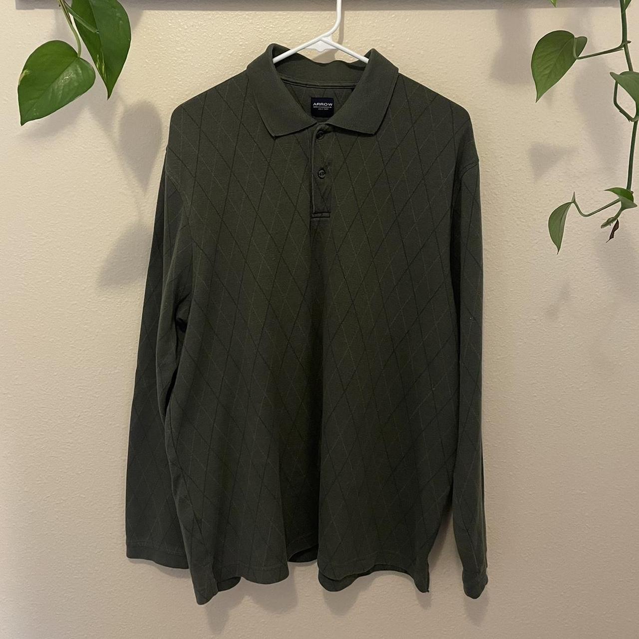 Green long sleeve polo Soft, drapey material.... - Depop
