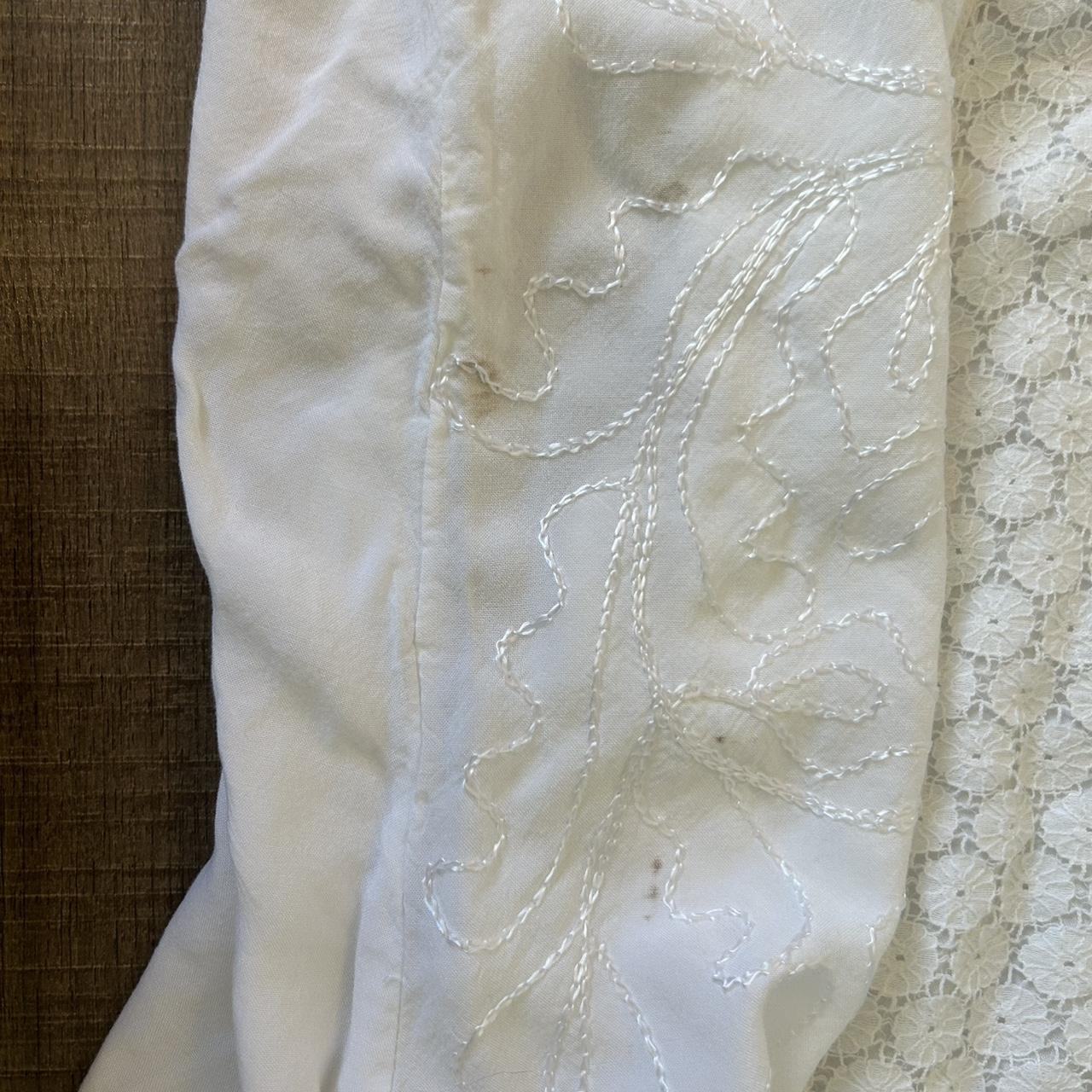 Vi rage white boho maxi dress with embroidery... | Depop