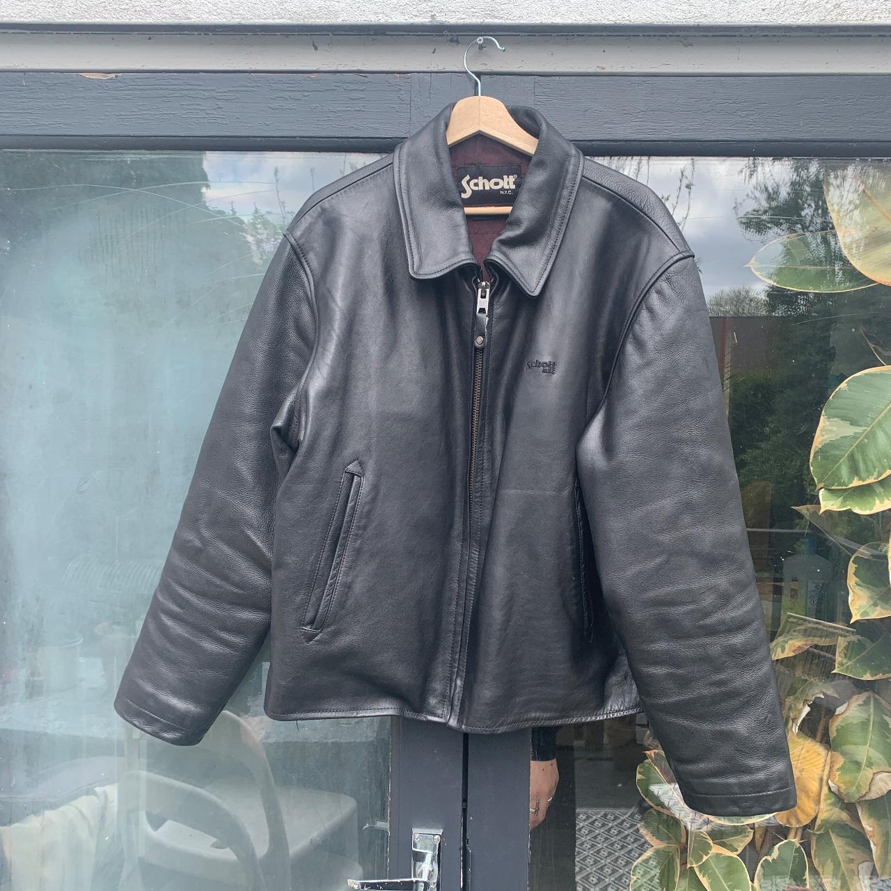 Large excellent condition Schott leather jacket - Depop