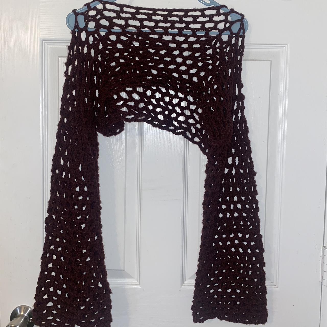 dark burgundy shrug / bolero ! handmade via crochet... - Depop