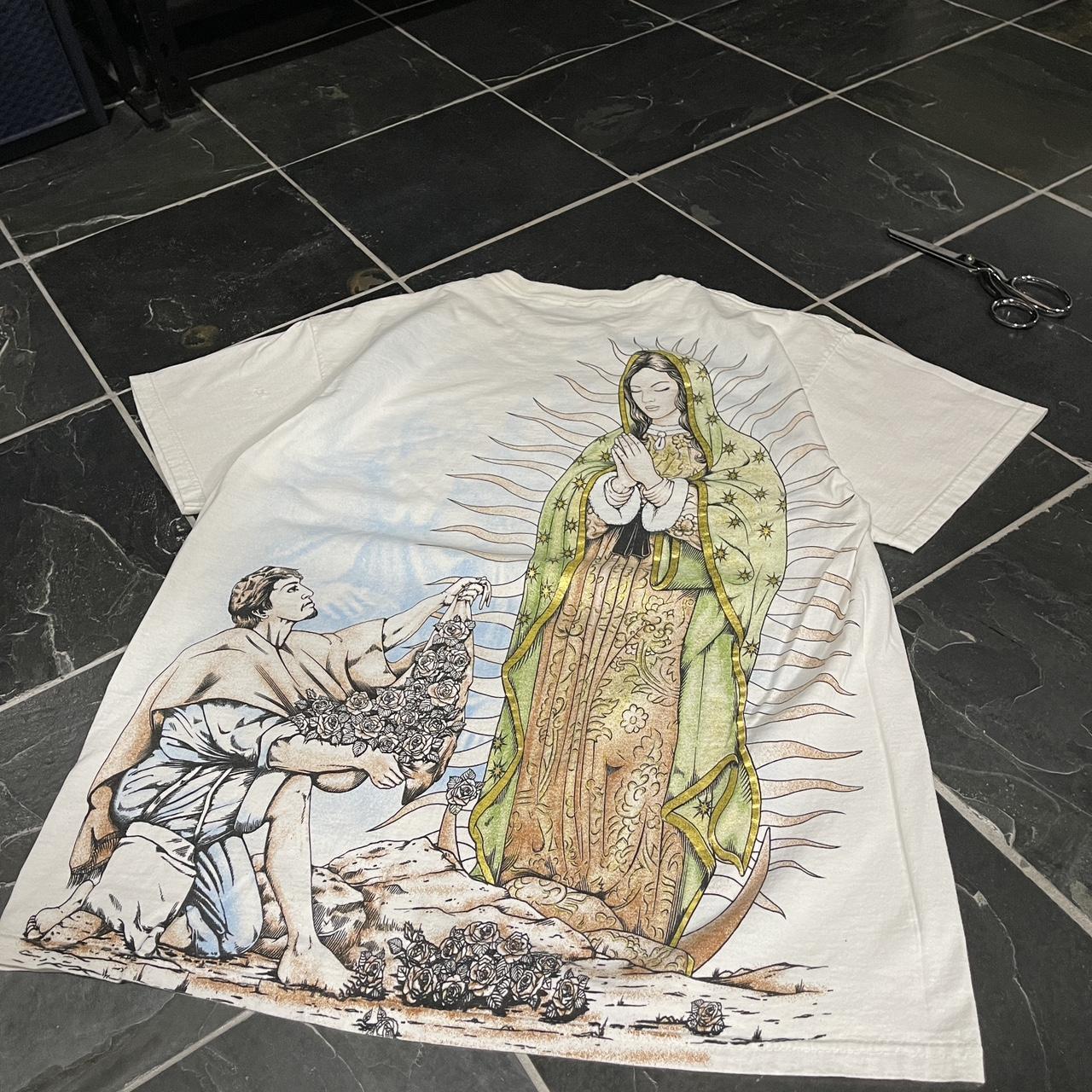 Y2K Boxy White Saint Mary/Jesus Christ/God Massive... | Depop