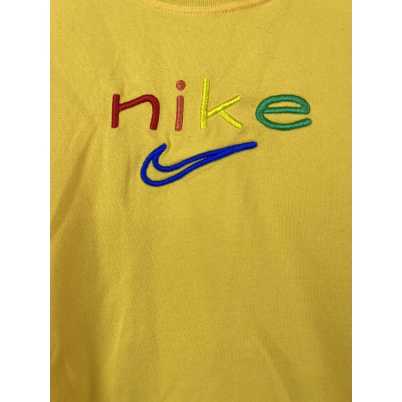 Nike Women’s Embroidered Rainbow Logo Short Sleeve T... - Depop