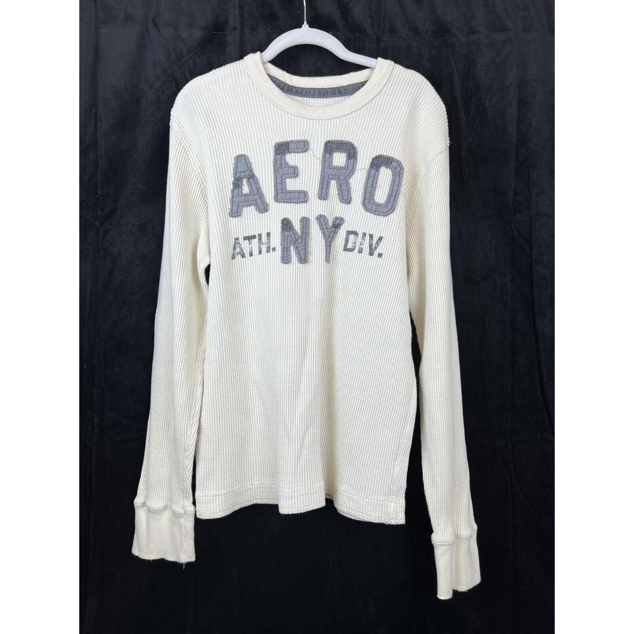 Aeropostale Vintage Men’s Long Sleeve T Shirt Cream... - Depop