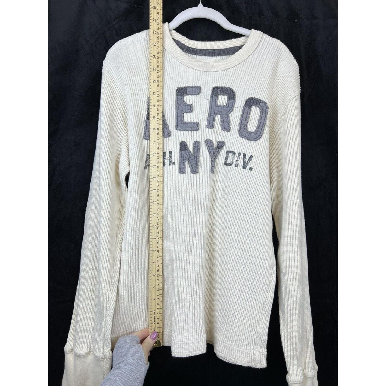 Aeropostale Vintage Men’s Long Sleeve T Shirt Cream... - Depop