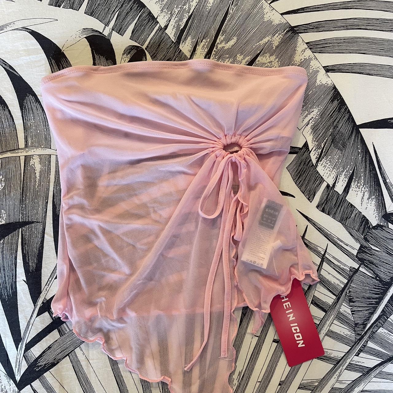 XS pink mesh top from SHEIN. Stretchy, comfortable,... - Depop