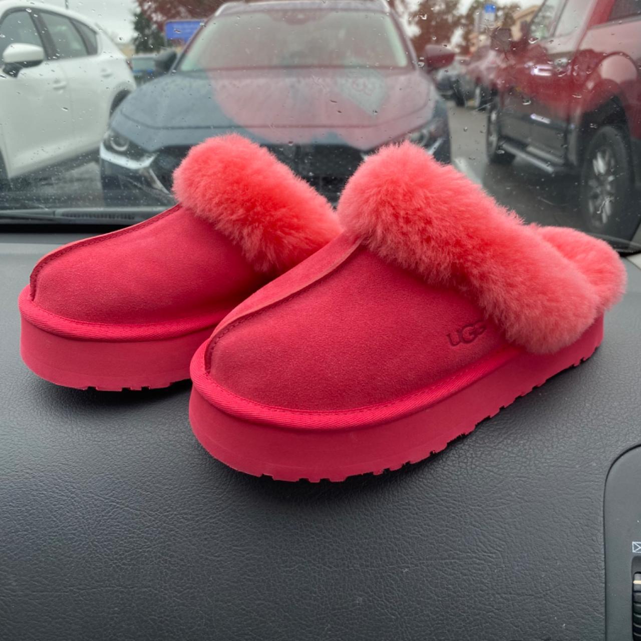 UGG disquette slipper hot neon pink! size 6 but... - Depop