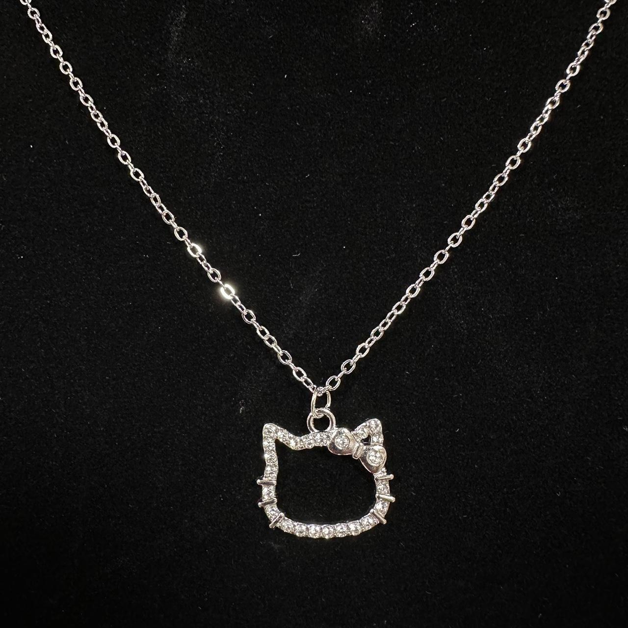 Hello kitty, Sanrio, silver tone necklace with... - Depop