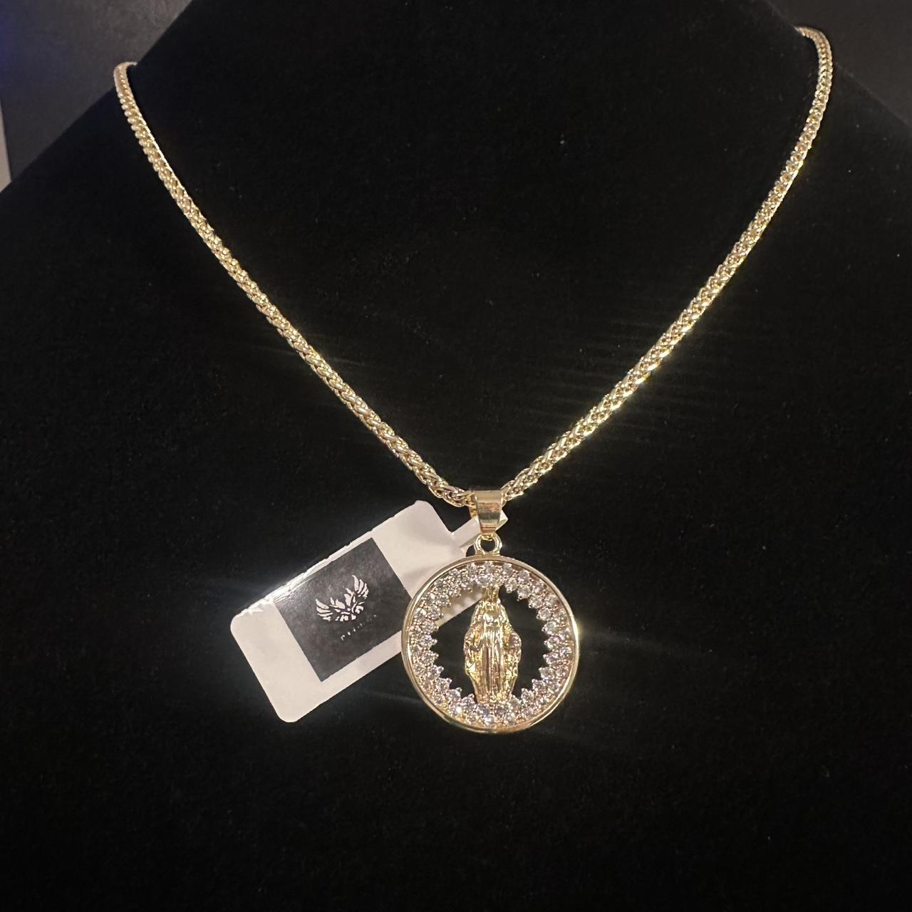 New 14k Gold Filled Franco chain with Mother Mary... | Depop