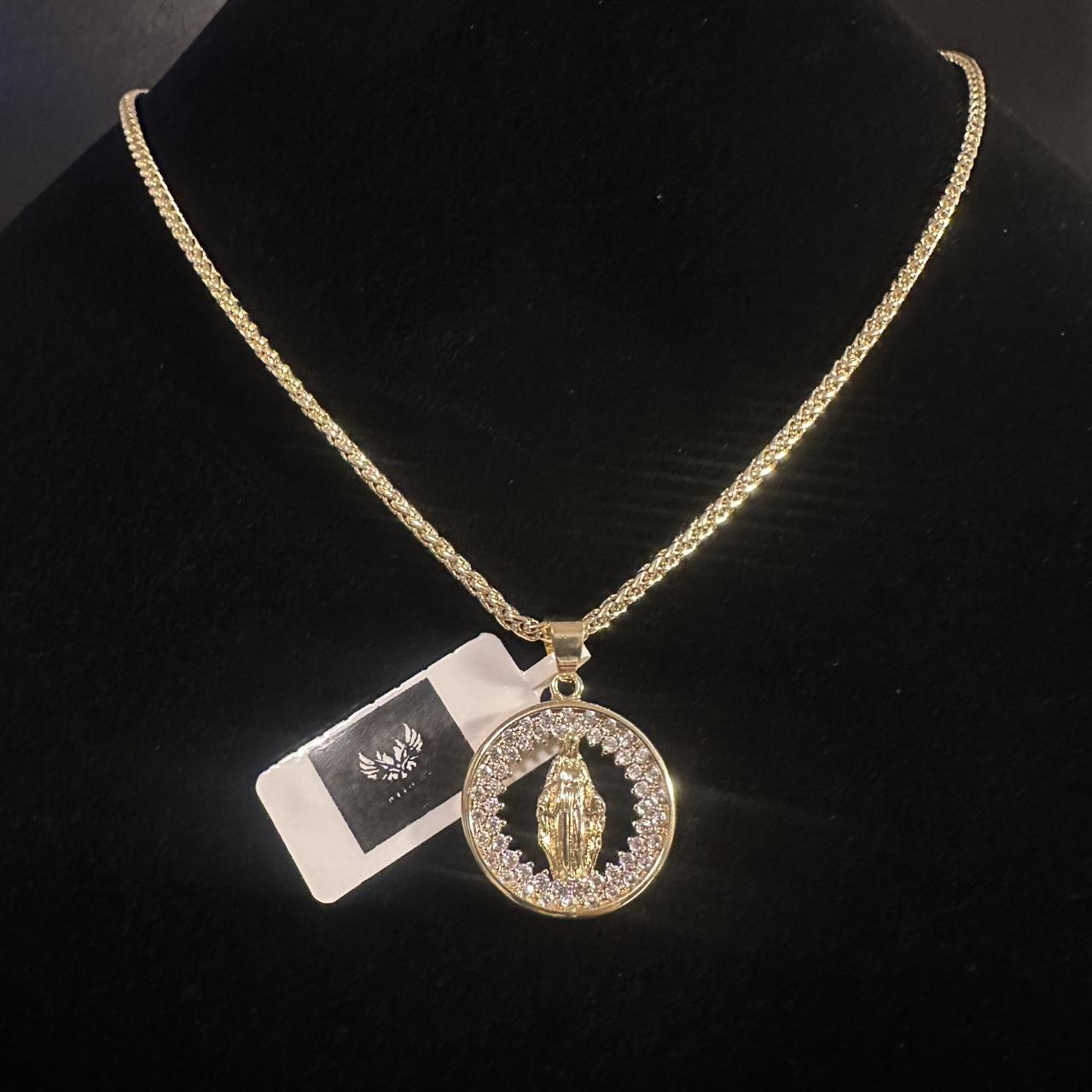 New 14k Gold Filled Franco chain with Mother Mary... | Depop