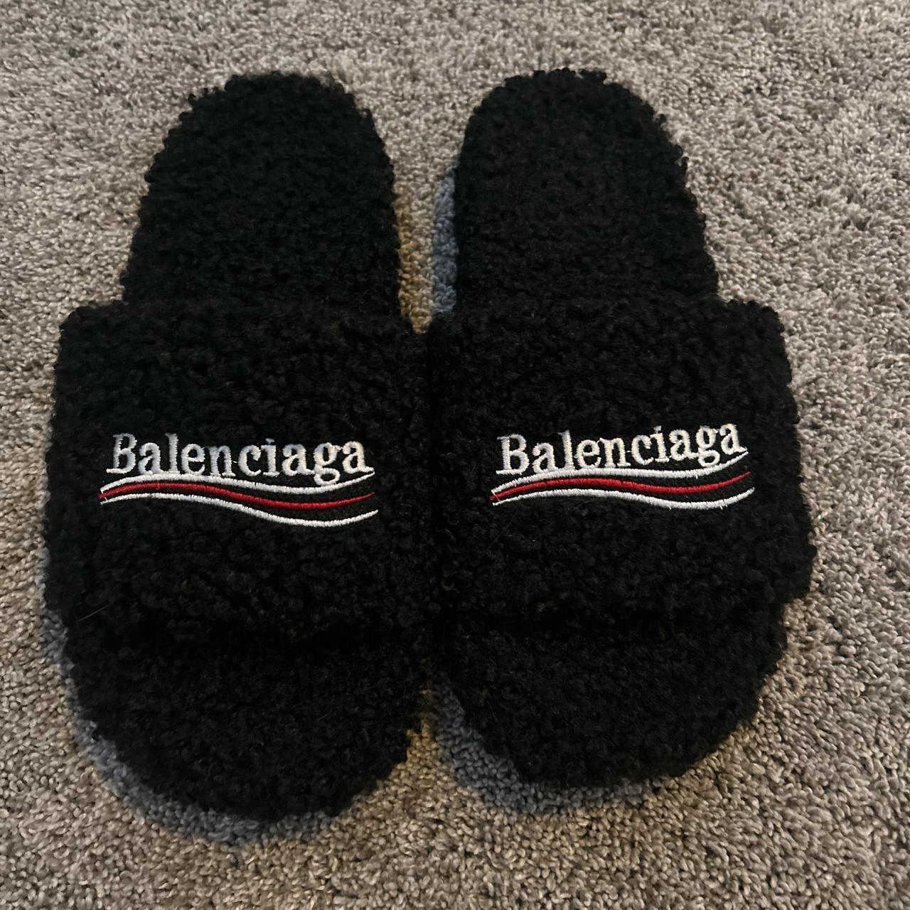 Balenciaga fuzzy slides No box never worn #balenci... | Depop