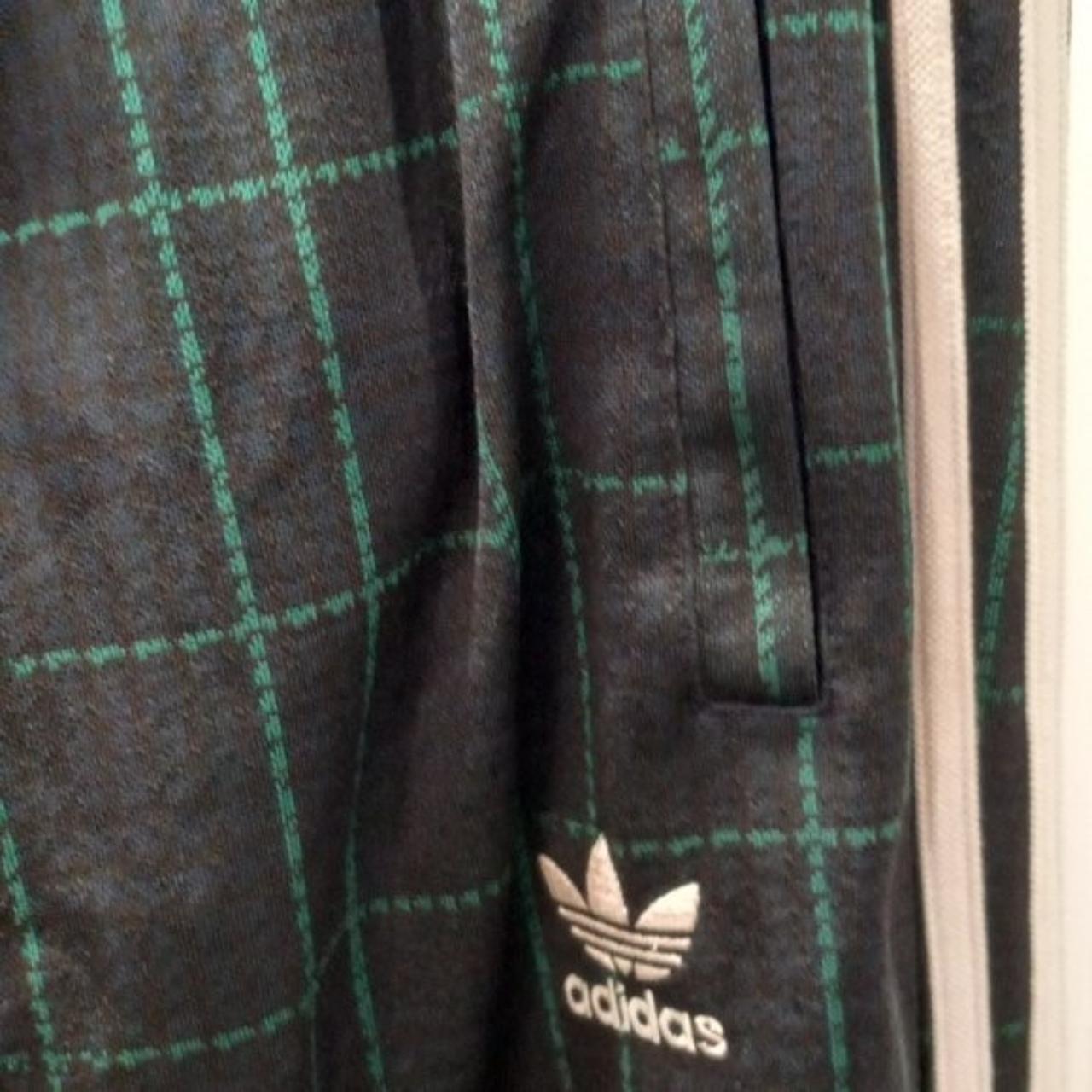 Adidas Men Tartan Plaid Jogger Pants Size... - Depop