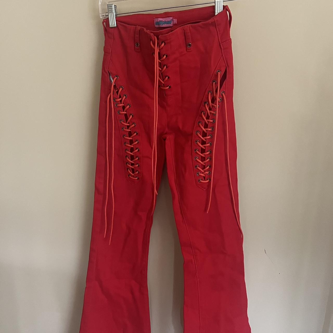 Edikted red pants size xs - worn twice! - Depop
