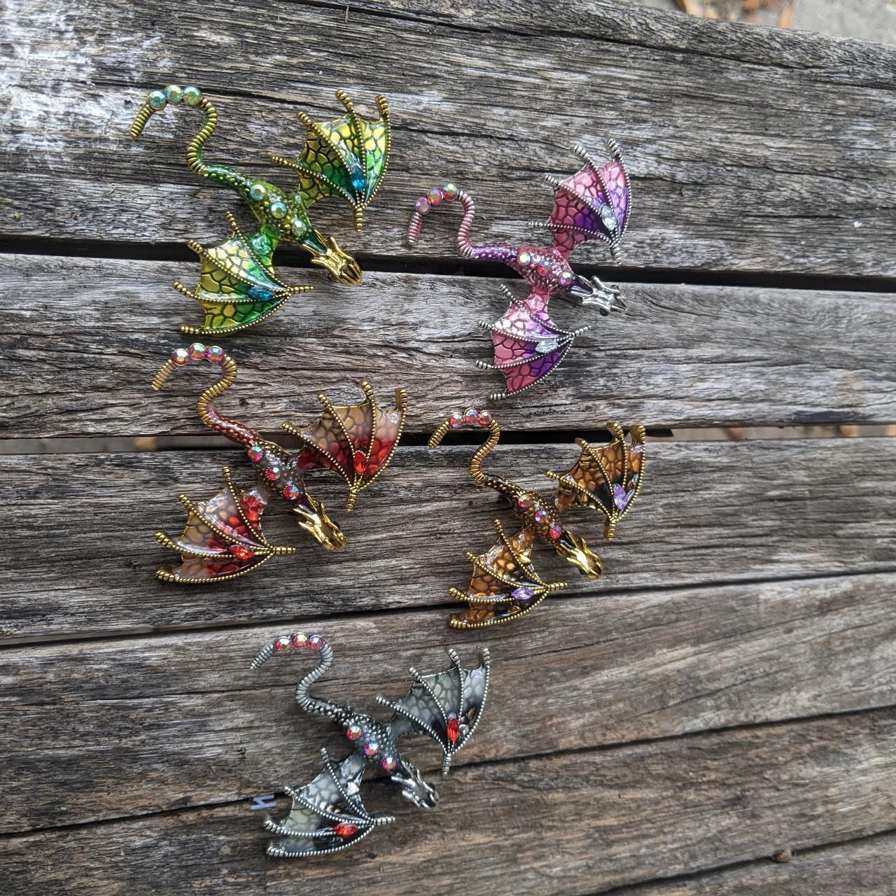 Full set! Five dragon enamel pins Perfect for a... - Depop